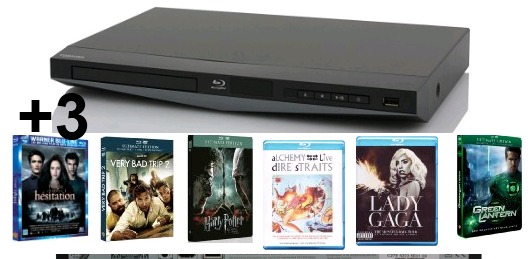 Un lecteur Blu-Ray Toshiba USB DivX et 3 Blu-Rays à 59€90 livré