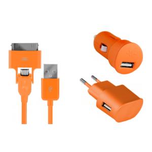 2 Pack charge 3 en 1 Colorblock orange pour iPhone et téléphones micro ...