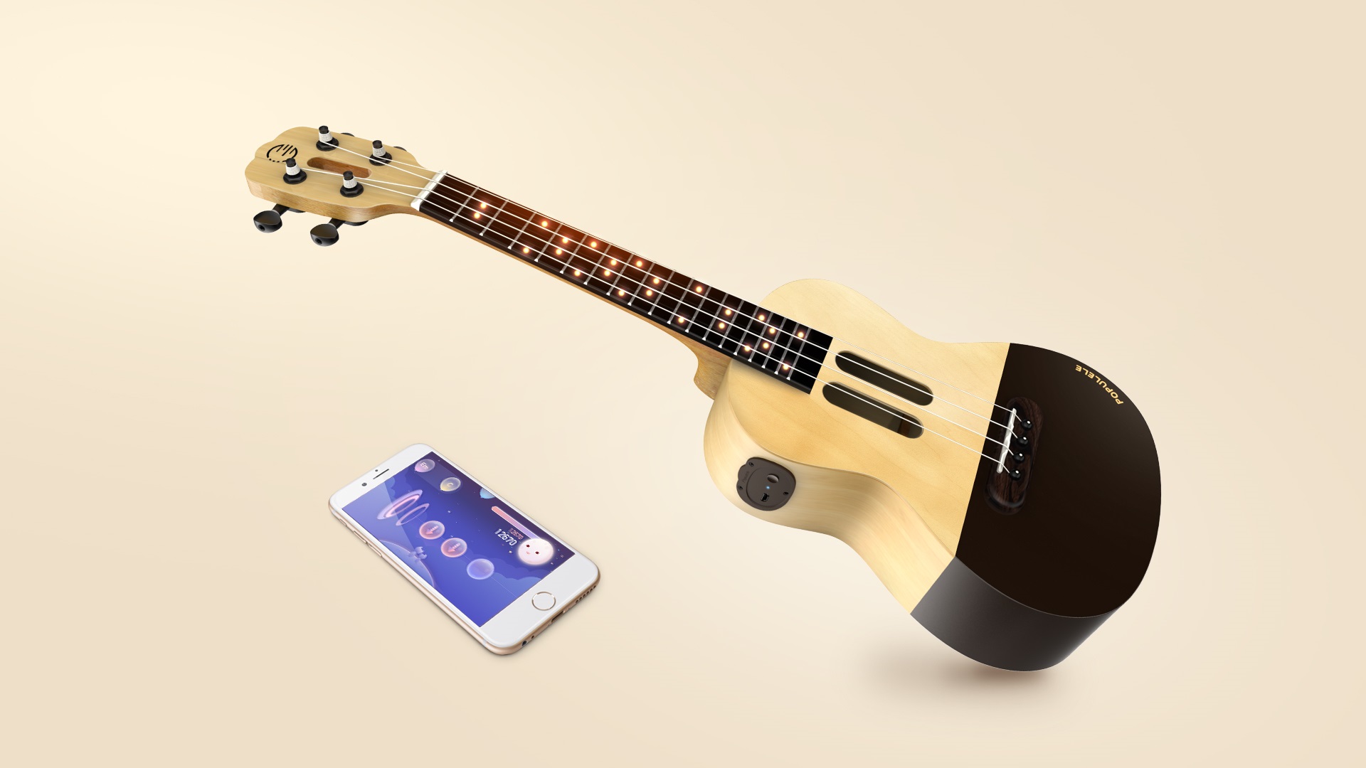 Ukulele Xiaomi Populele U1, connecté avec apprentissage via LED sur le ...