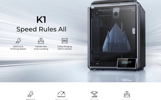 L'imprimante Creality K1, Klipper en caisson à 399€ stock Europe